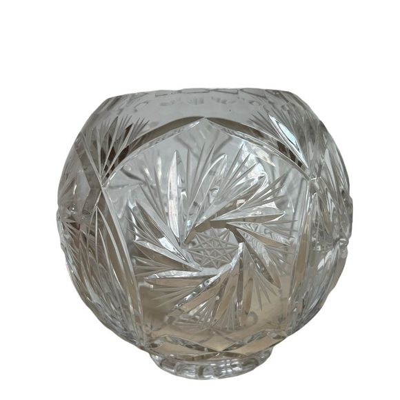 Accents | Large Roundcrystal Rosebowl Vase Pinwheel Wheat And Star With ...